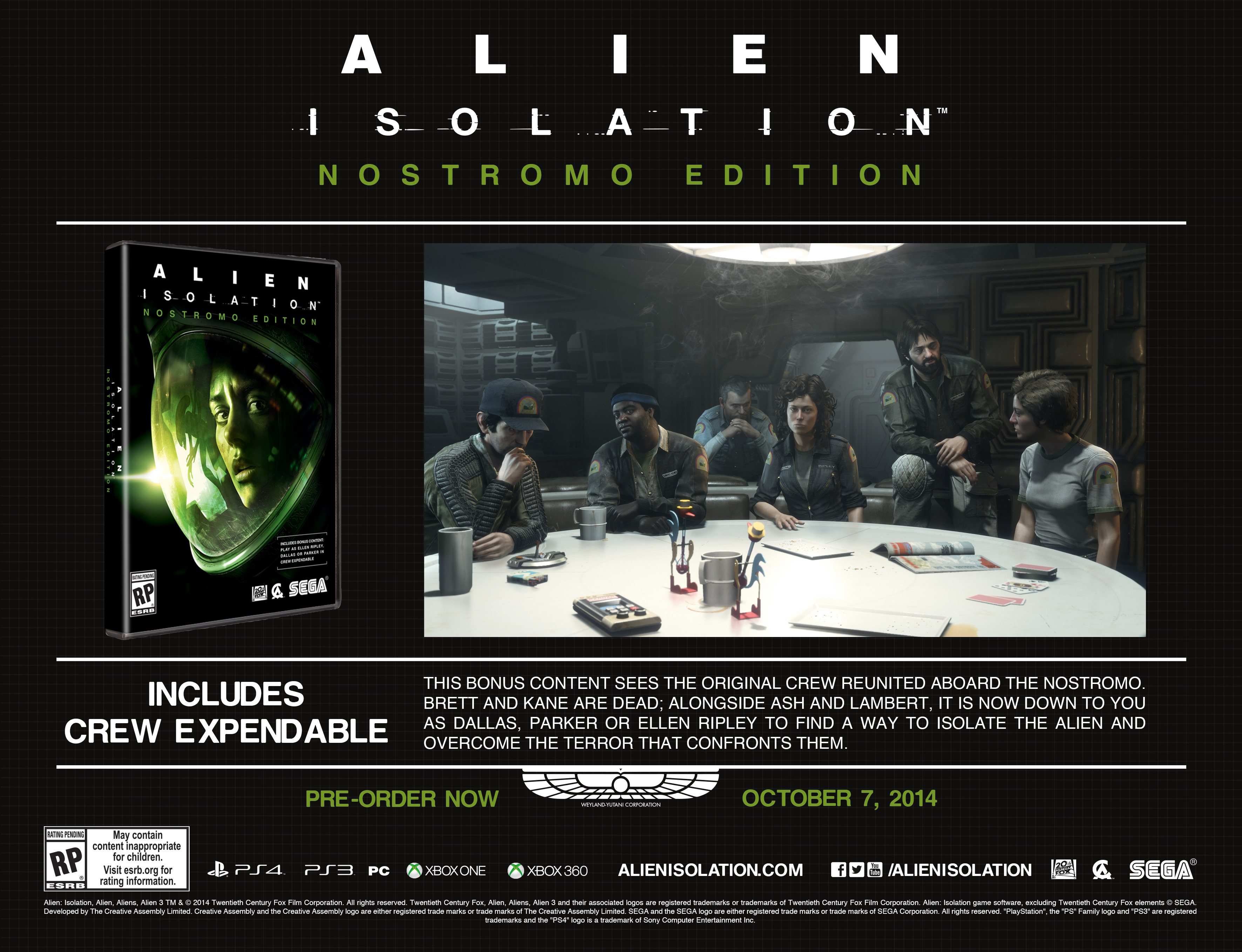 ALIEN: Isolation Nostromo Edition DLC Packs Bring Back The Cast From ...